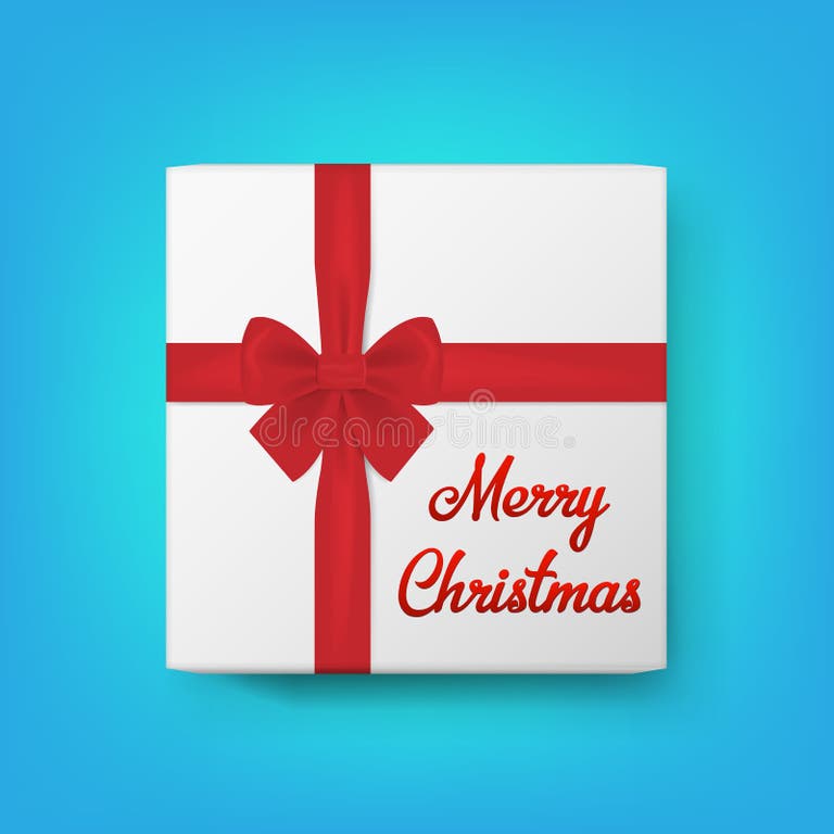 Realistic Gift Box and Text Merry Christmas. Vector Illustration Stock ...