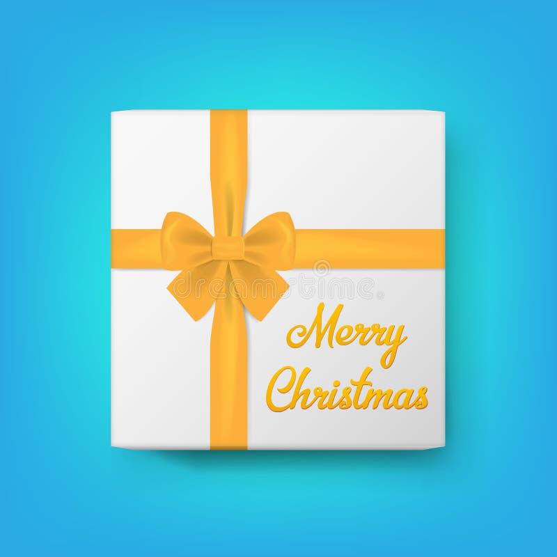 Realistic Gift Box and Text Merry Christmas. Vector Illustration Stock ...