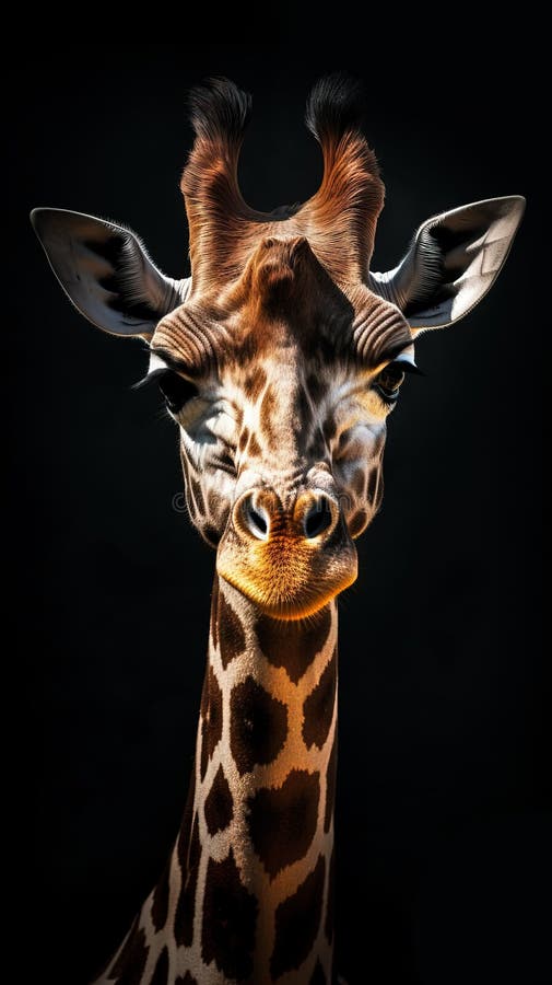 Realistic Giraffe Portrait on Blue Background for Mobile Phone Lock ...