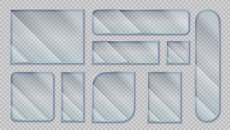 Realistic Glass Banners. Transparent Window Effect, Clear Acrylic ...