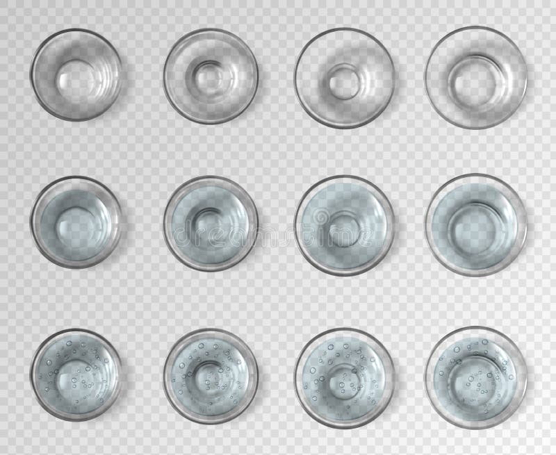 Realistic Glass Glasses Top View Set Stock Vector - Illustration of ...