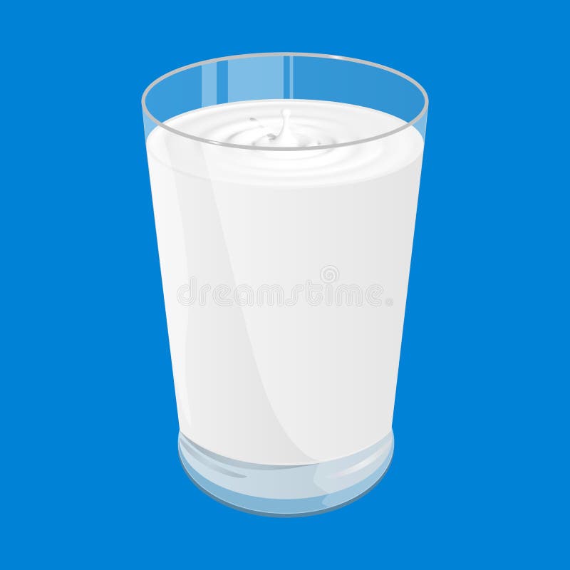 Realistic Glass of Milk with Waves of Circles and Drip Splash Isolated ...