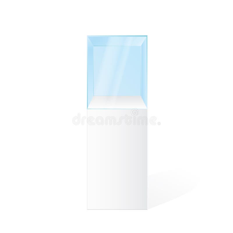 Realistic Glass Square Showcase Vector. Empty Glass Box Isolated on ...