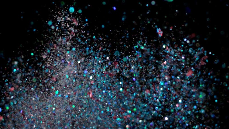 Realistic Glitter Exploding on Black Background. Stock Image - Image of ...
