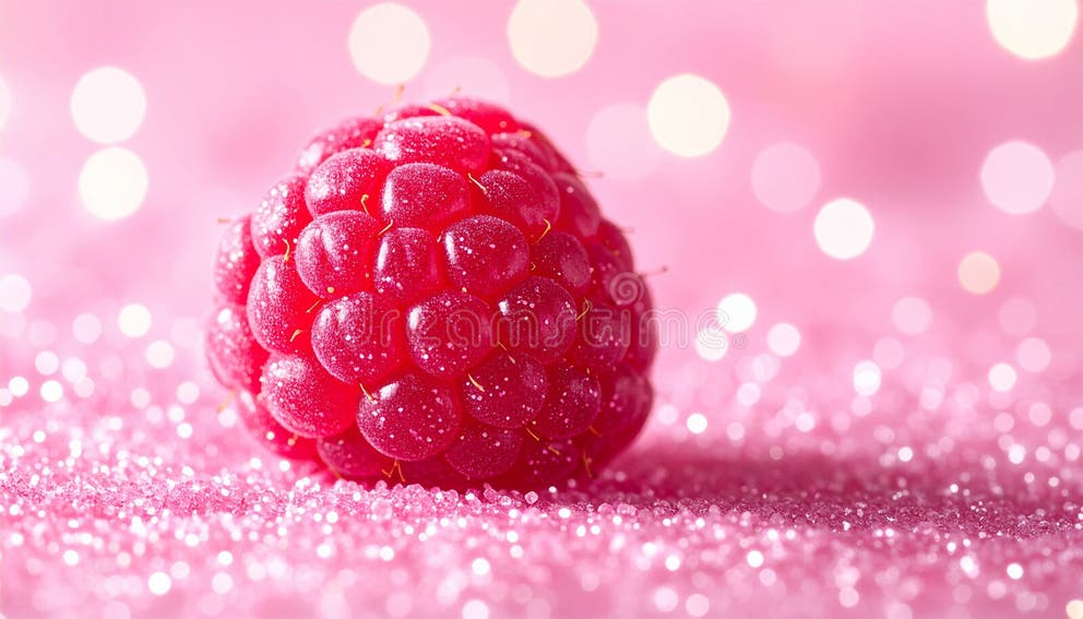 Realistic Glitter Raspberry on Pink Background in Y2k Style Stock Image ...