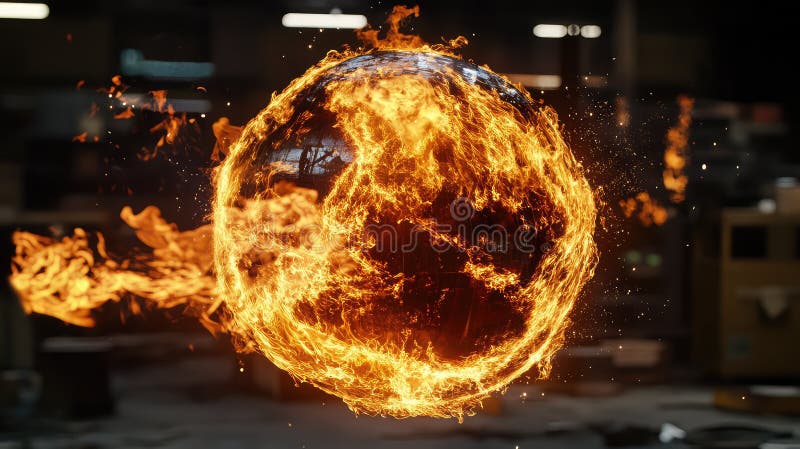 Realistic globe fire stock illustration. Illustration of style - 393815016