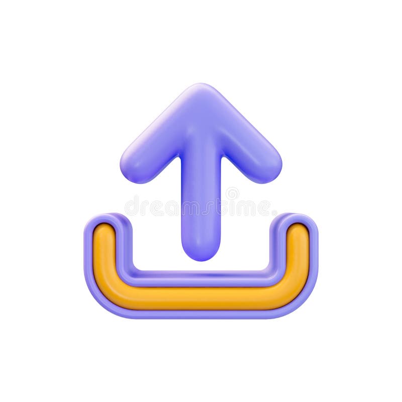 Realistic Glossy Cartoon Look Upload Icon 3d Render for Online Web File ...