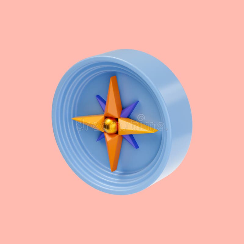 Realistic Glossy Compass Icon 3d Render Concept for Direction Mark in ...