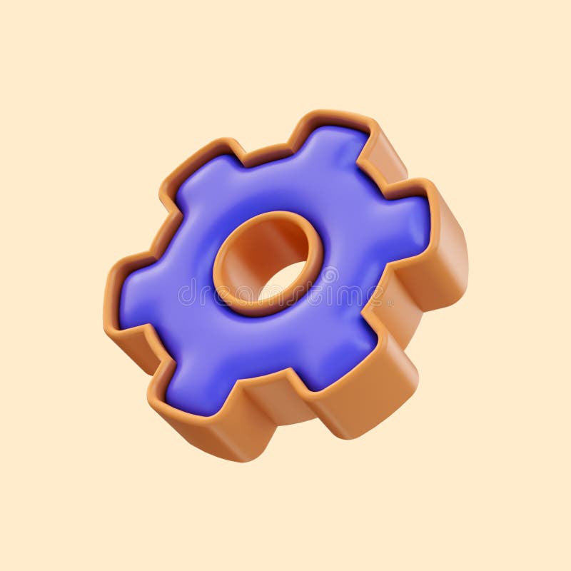 Realistic Glossy Gear Icon 3d Render Concept for Setting Technical ...