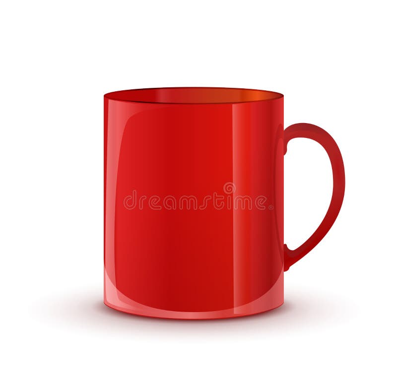 Realistic Glossy Red Cup with Shadow on White Stock Illustration ...