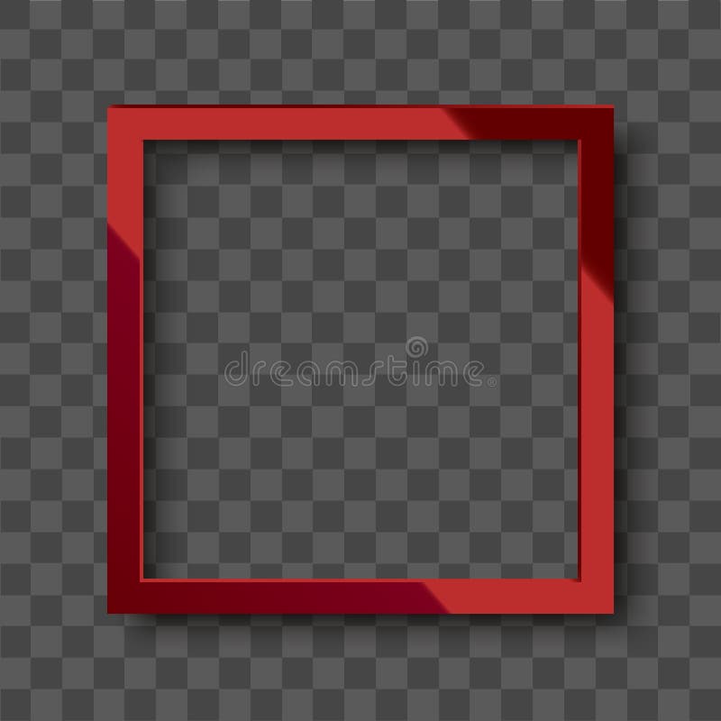 Realistic Glossy Red Square Frame On Transparent Background. Vector ...