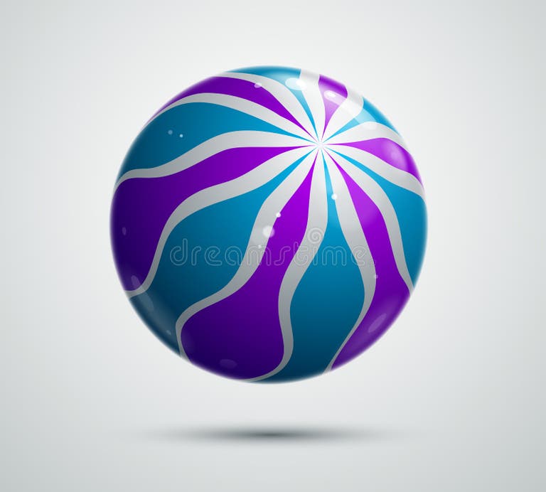 Realistic Glossy Vector Sphere Decorated with Pattern, Cute Ball ...