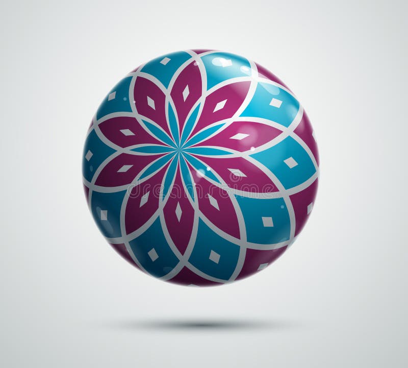 Realistic Glossy Vector Sphere Decorated with Pattern. Stock Vector ...