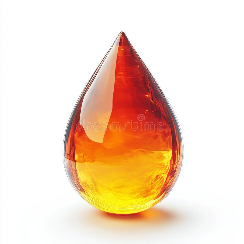 A Realistic, Glossy Yellow Oil Drop, Standing Alone on a Transparent ...