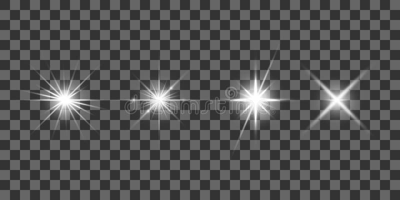 Realistic Glow Shine Star Collection. Set of Beam Effect Stock Vector ...