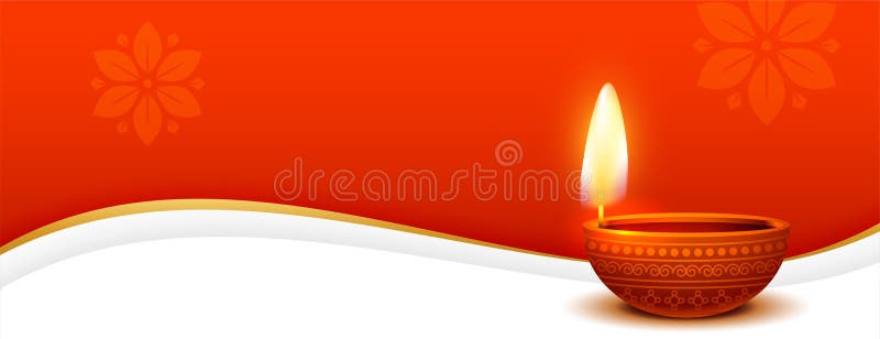 Realistic Glowing Diya with Text Space for Shubh Diwali Banner Stock ...