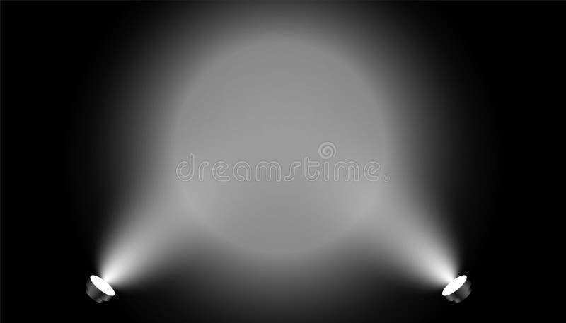 Realistic Glowing Projector Light on Dark Background Stock Illustration ...