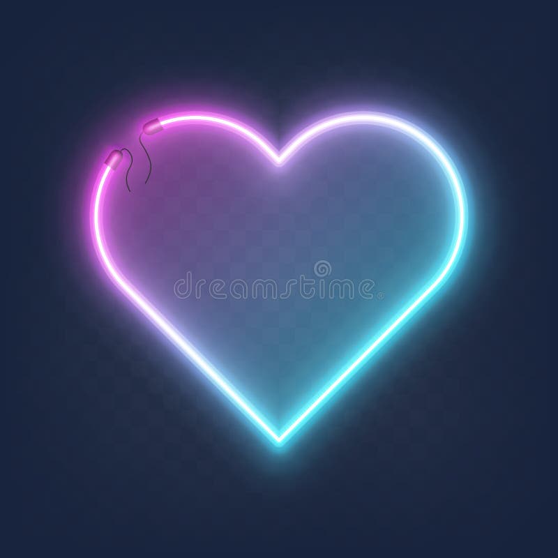 Realistic Glowing Shape Neon Heart Frame Isolated on Transparent ...