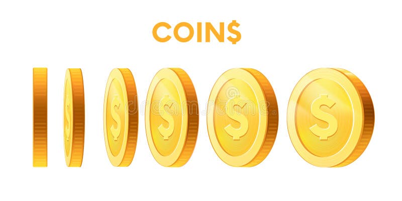 Realistic Gold Coins. Coins Set in Different Positions Stock Vector ...