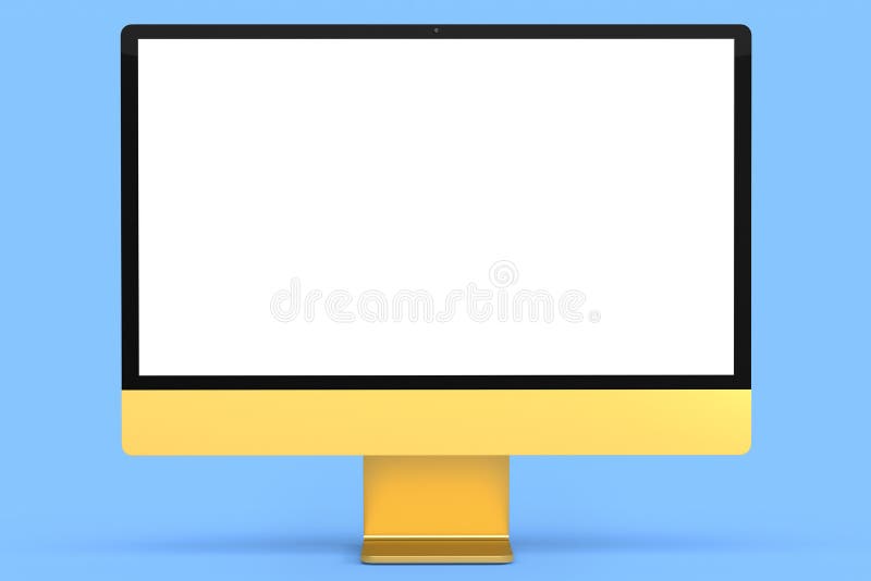 Realistic Gold Computer Screen Display with Keyboard and Mouse Isolated ...