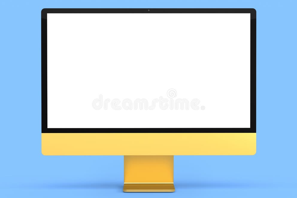 Realistic Gold Computer Screen Display with Keyboard and Mouse Isolated ...