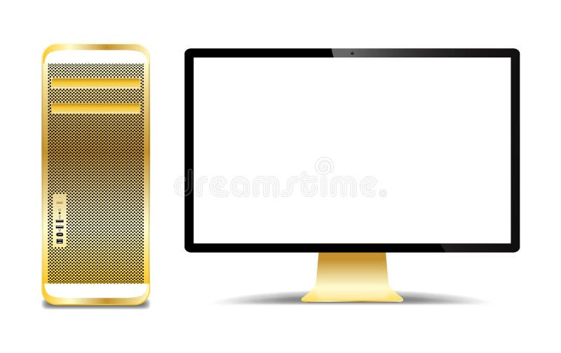 Gold computer stock illustration. Illustration of ideas - 7863428