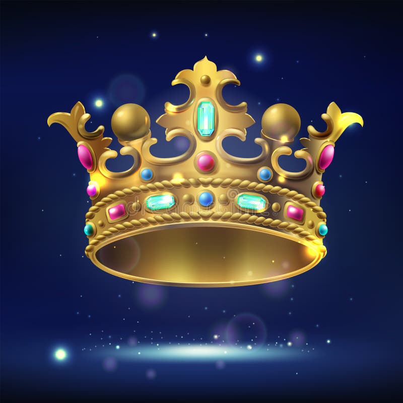 Realistic Gold Crown with Precious Stones Stock Vector - Illustration ...