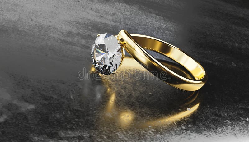 Realistic Gold Diamond Ring Stock Illustration - Illustration of ...