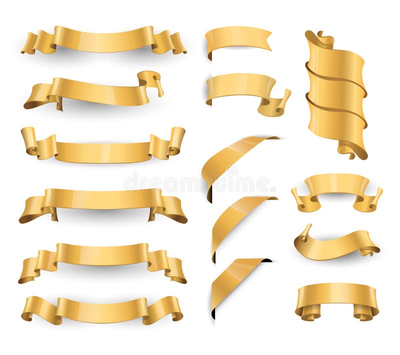Realistic Gold Glossy Vector Ribbons for Your Design Project Stock ...