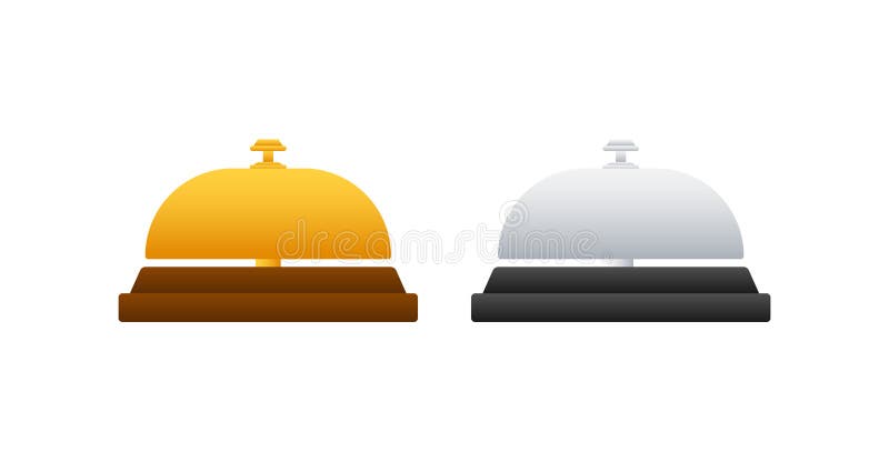 Realistic Gold Icon of Reception Bell on White Backdrop. Customer Help ...