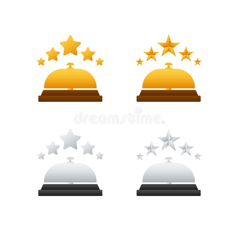 Realistic Gold Icon of Reception Bell on White Backdrop. Customer Help ...