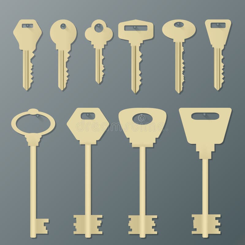 Realistic Gold Keys on Wall Stock Vector - Illustration of gate, design ...