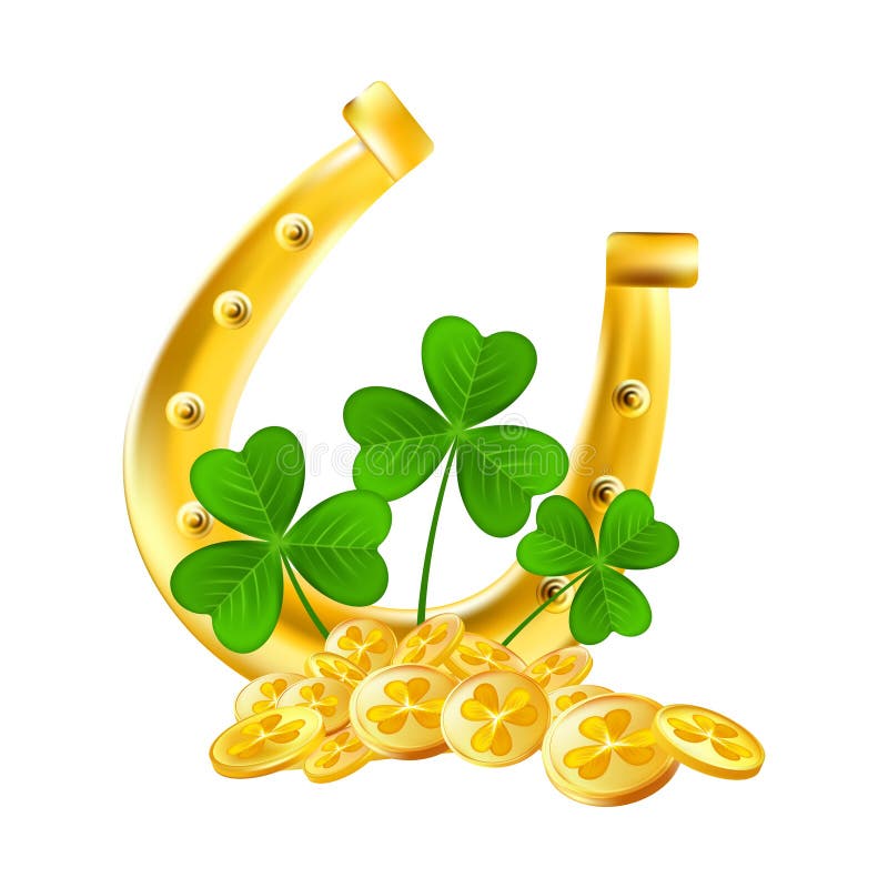 Realistic Gold Lucky Horseshoe Vector Icon. St Stock Vector ...