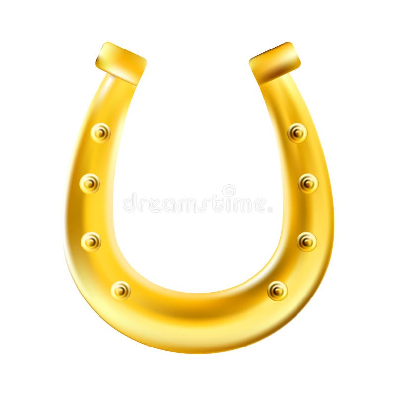 Realistic Gold Lucky Horseshoe Vector Icon. St Stock Illustration ...