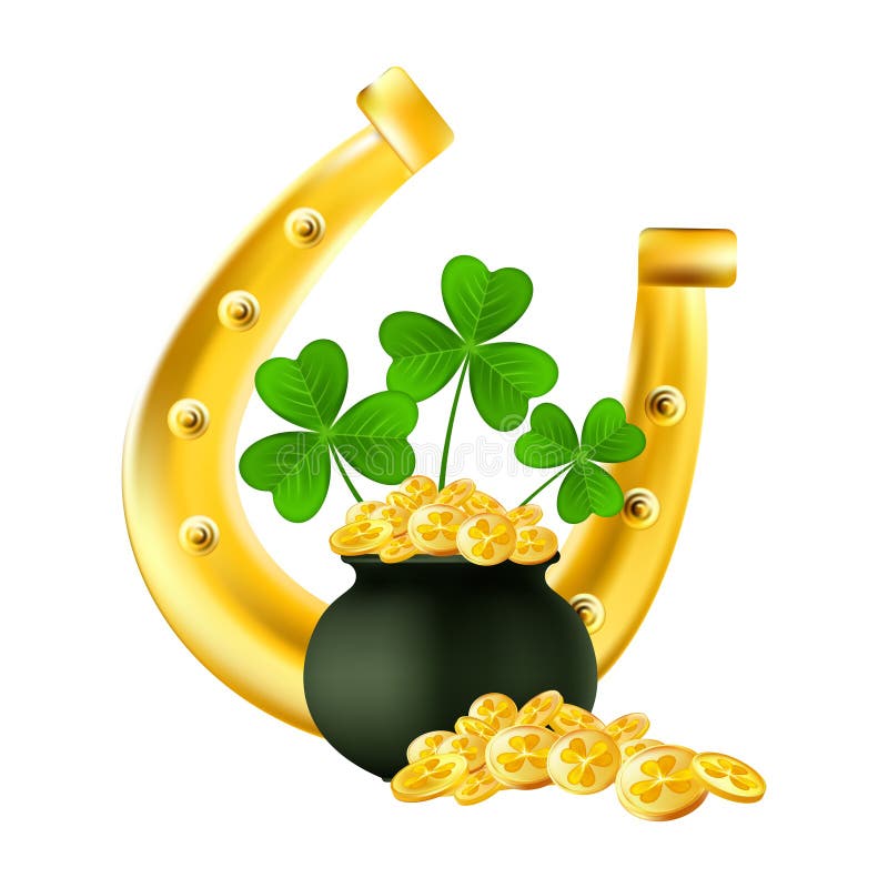 Realistic Gold Lucky Horseshoe Vector Icon. St Stock Vector ...