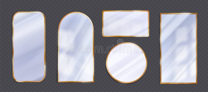 Realistic Gold Mirror with Reflection Vector Set Stock Vector ...