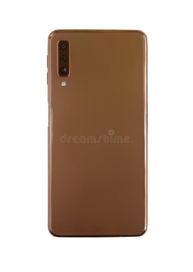 Realistic Gold Smartphone Back Isolated on White Background Stock Photo ...