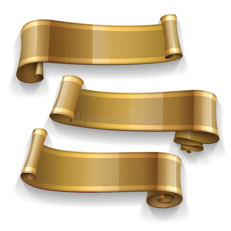 Realistic Gold Glossy Vector Ribbons with a Stripe Stock Vector ...