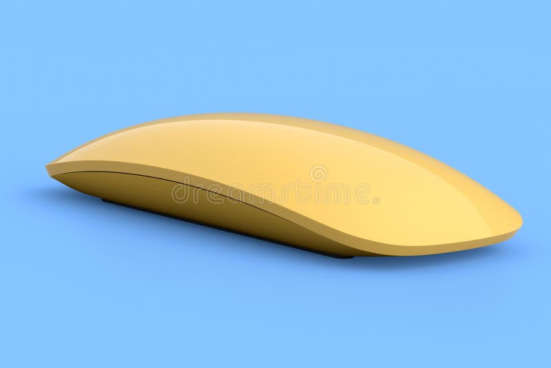 Realistic Gold Wireless Computer Mouse with Touch Isolated on Blue ...