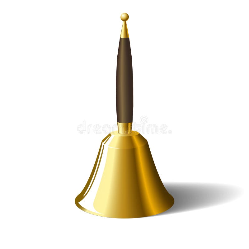 Realistic Golden Bell with a Handle Stock Vector - Illustration of ...