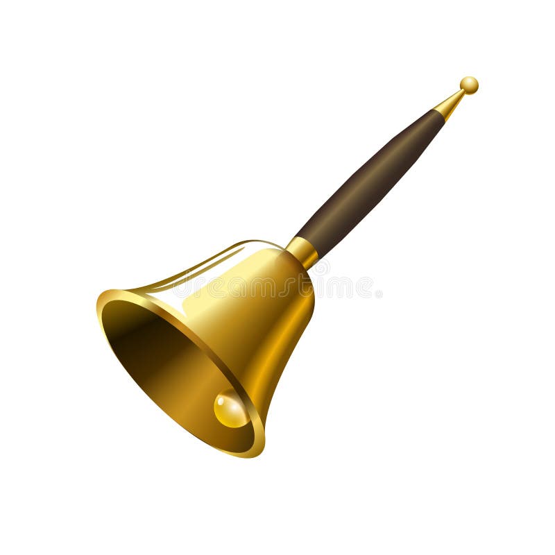 Realistic Golden Bell with a Handle Stock Vector - Illustration of ...