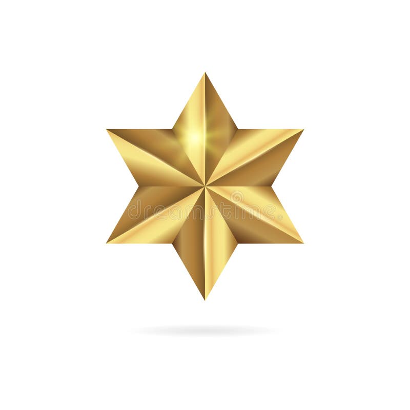 Realistic Golden 3D Star Icon Isolated on White Background. Stock ...