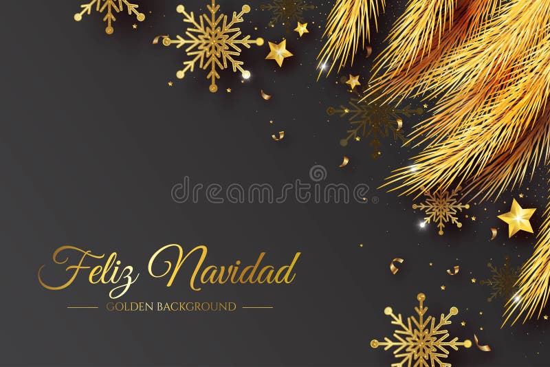 Realistic Golden Feliz Navidad Vector Design Illustration Stock Vector ...