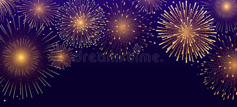 Realistic Golden Fireworks Wallpaper Stock Illustration - Illustration ...