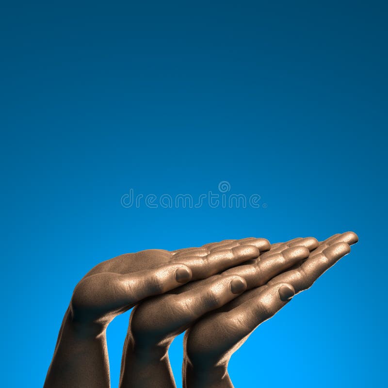 Realistic Golden Human Hands with Empty Space As Showcase Isolated on ...