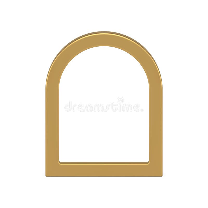 Realistic Golden Metallic Outline Frame Curved Arch Front View Template ...