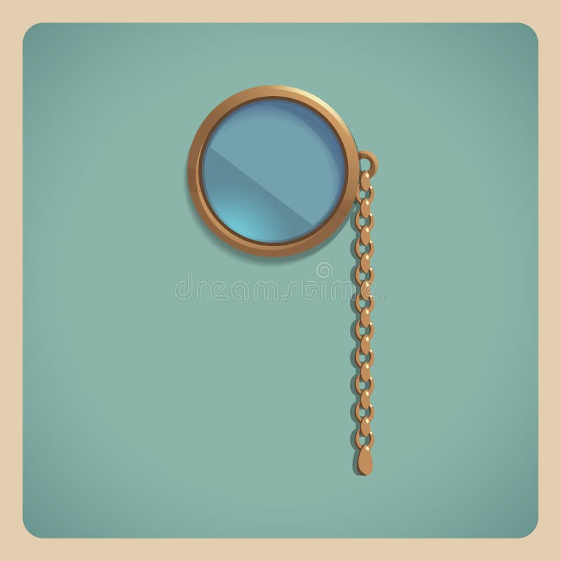 Golden Monocle with Chain - Modern Vector Realistic Isolated Object ...