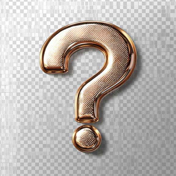 Realistic Golden Question Mark Isolated on Transparent Background ...