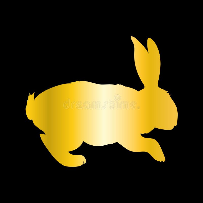 Realistic Golden Rabbit. Gold Metallic Bunny Stock Illustration ...