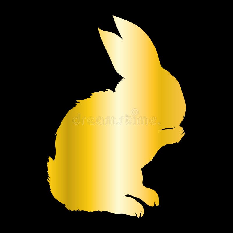 Realistic Golden Rabbit. Gold Metallic Bunny Stock Illustration ...